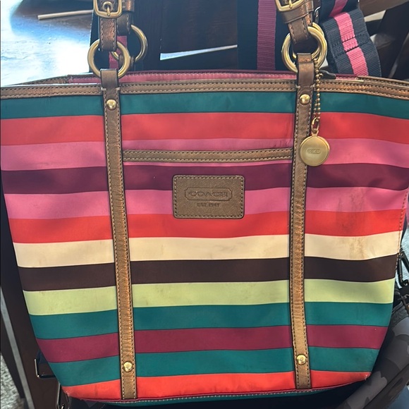Coach | Bags | Coach Legacy Tote Striped Bag Needs A Bath No Rips Or ...